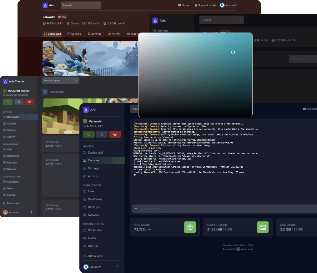 Arix Theme for Pterodactyl