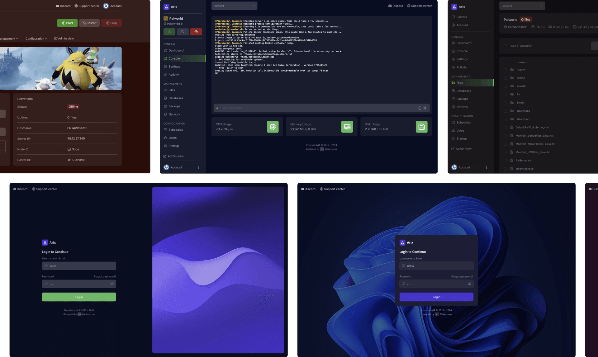 Arix Theme for Pterodactyl